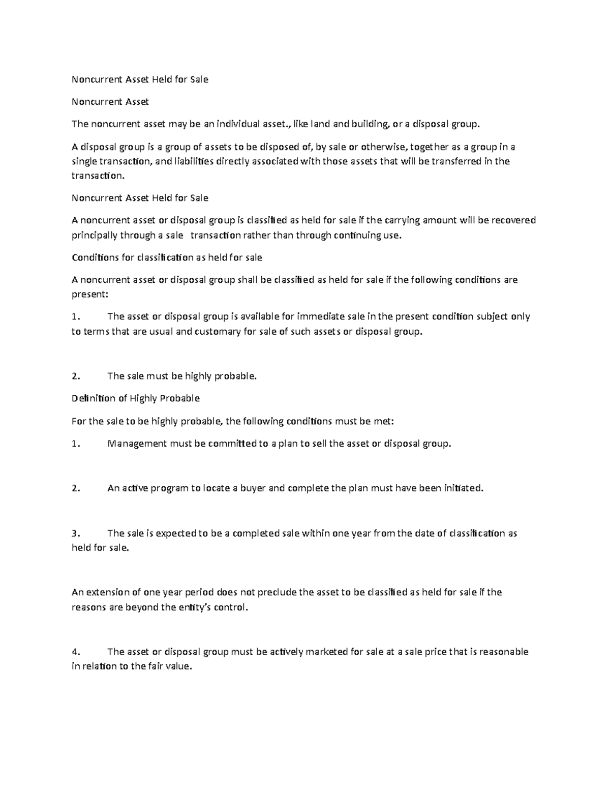 Noncurrent Asset Held for Sale Lecture Notes - Noncurrent Asset Held ...