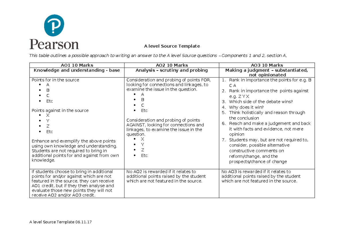 A level Source Template 06 11 17 v2 - A level Source Template This ...