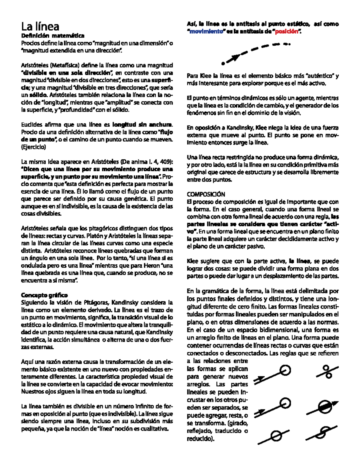 Linea - Definición sobre la línea - Diseño Básico Bidimensional - Studocu