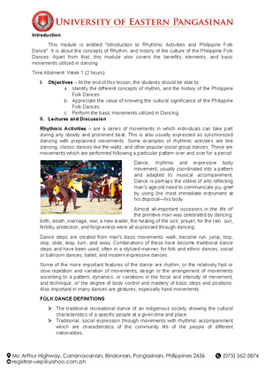 Modern Dance module - INTRODUCTION: MODERN OR POP DANCING OBJECTIVES ...