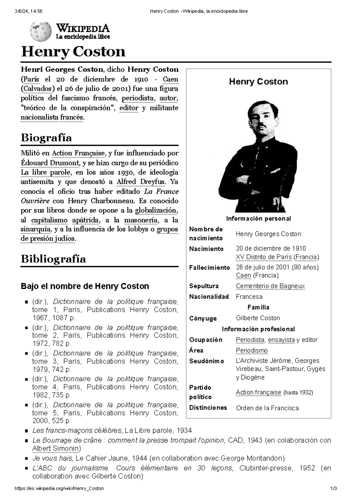 Henry Coston - Información materia de internet - Henry Coston ...