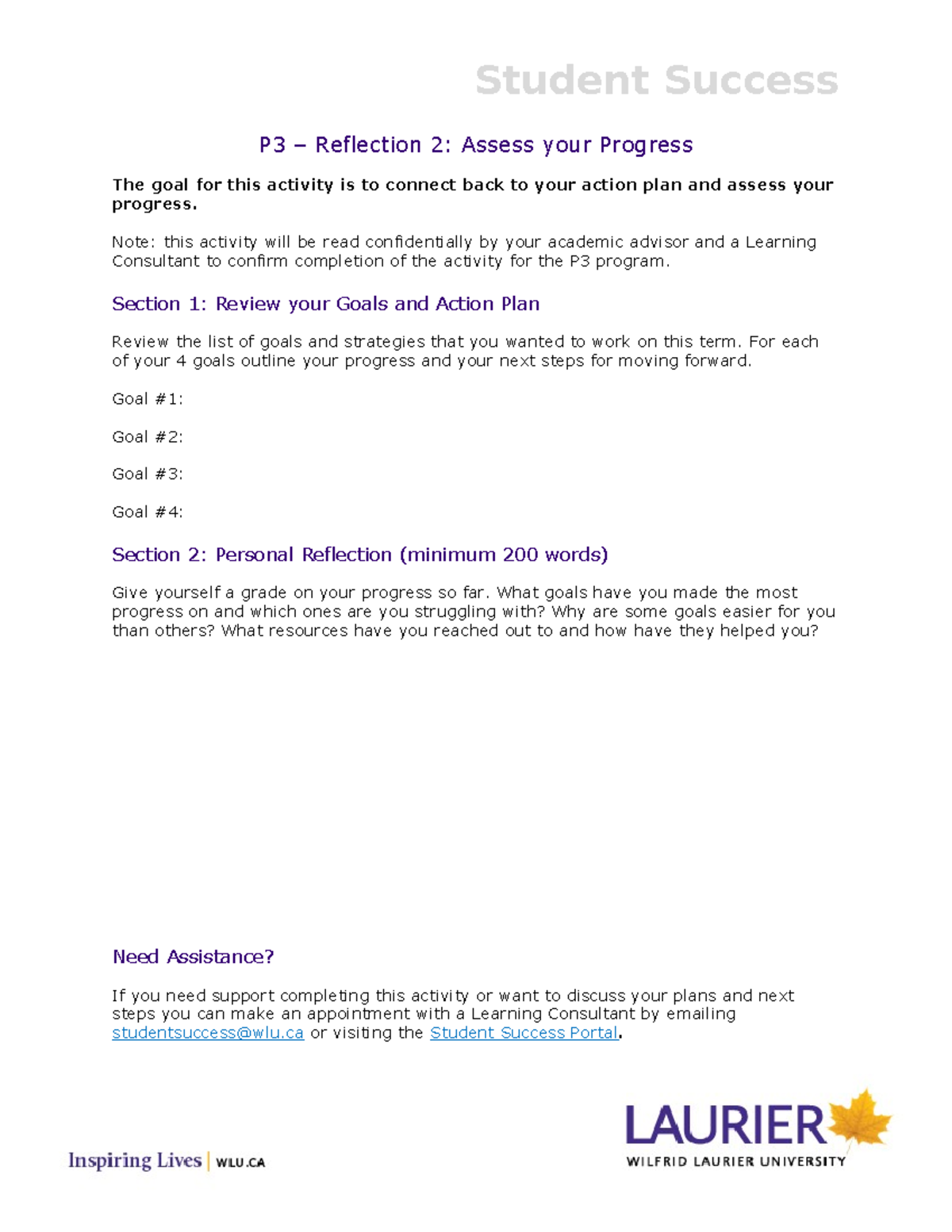 2reflection-P3-assessyourprogress - Student Success P3 – Reflection 2 ...