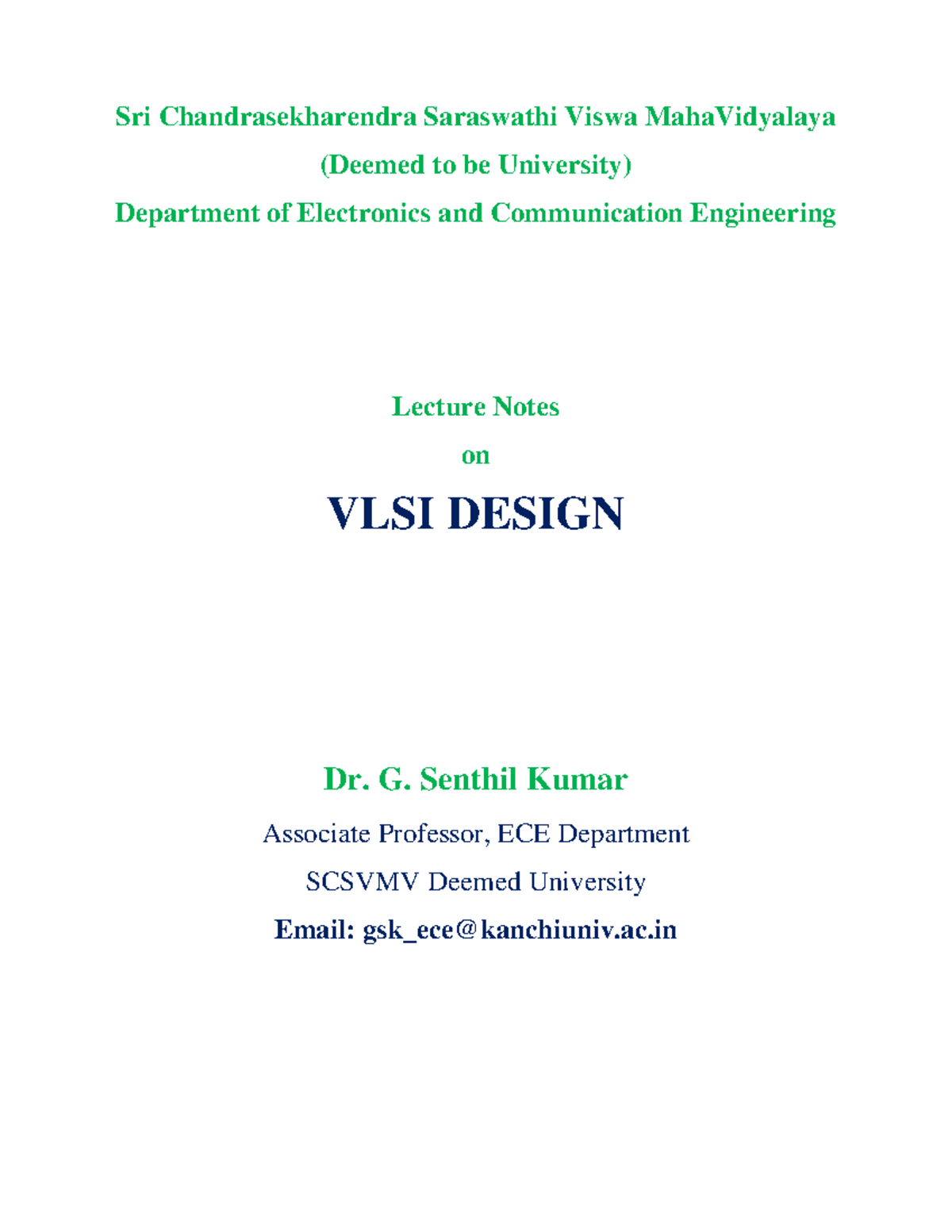 VLSI Design GSK - Vlsi study material - Sri Chandrasekharendra Saraswathi Viswa MahaVidyalaya ...