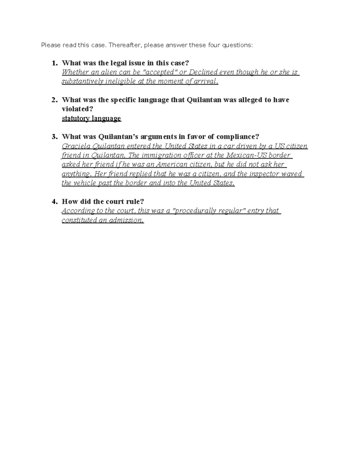 Week 7 ALDP - Week 7 Quilantan case - Please read this case. Thereafter ...