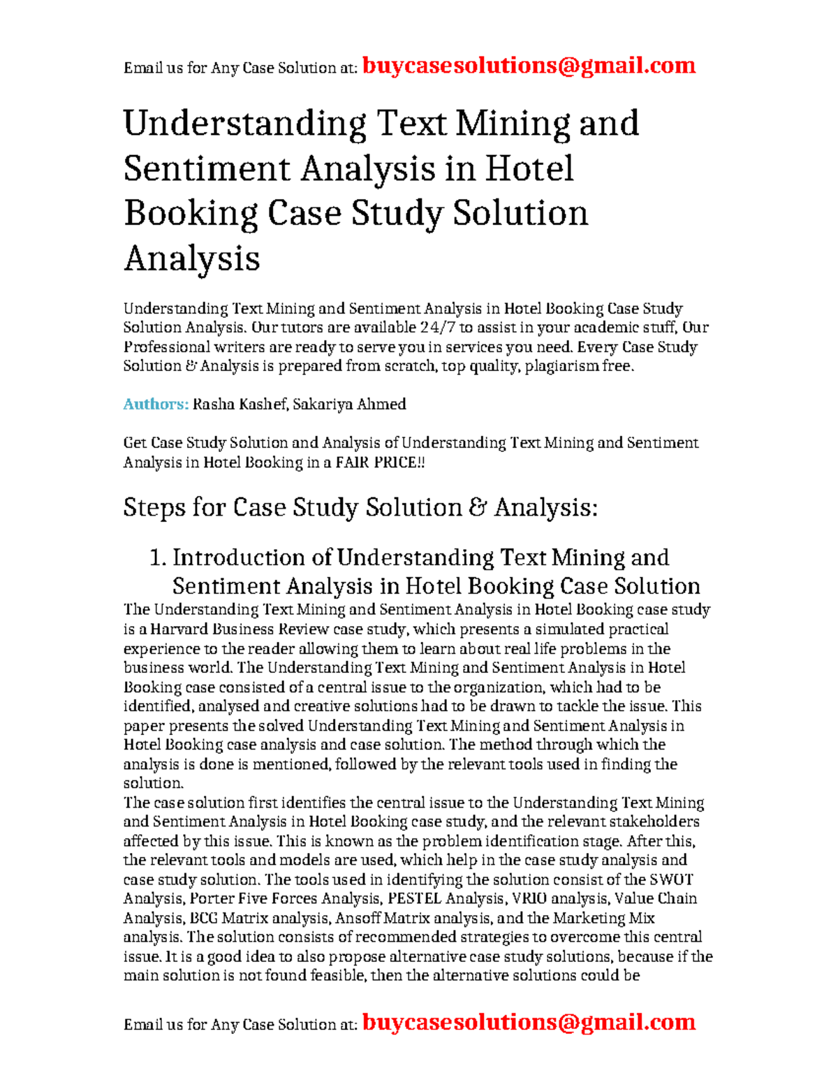 Case Solution Understanding Text Mining and Sentiment Analysis in Hotel ...