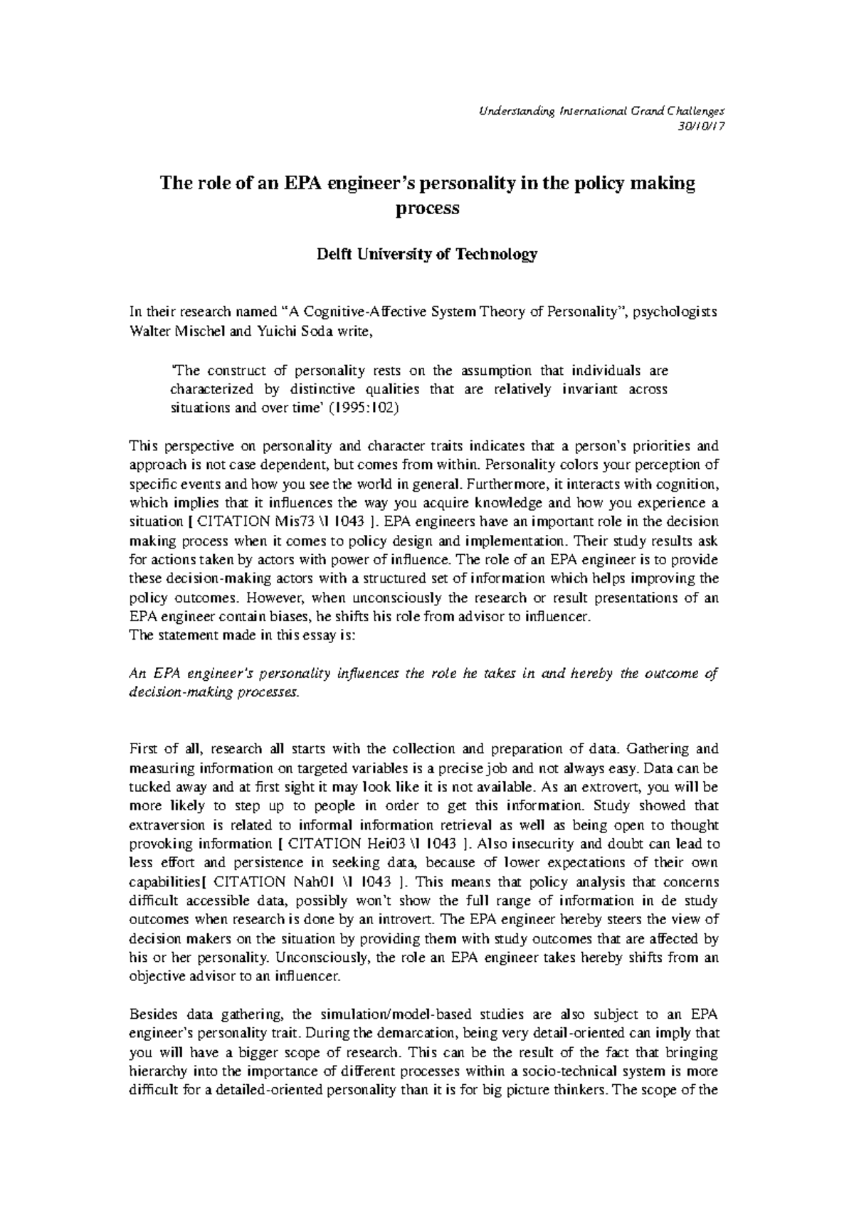 Essay - Grade: + 0,5 - Understanding International Grand Challenges 30 ...