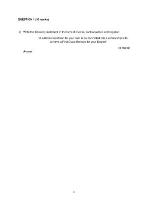 Tutorial 4 - Discrete Structure - Tutorial 4 1. Translate each of the following statements into ...