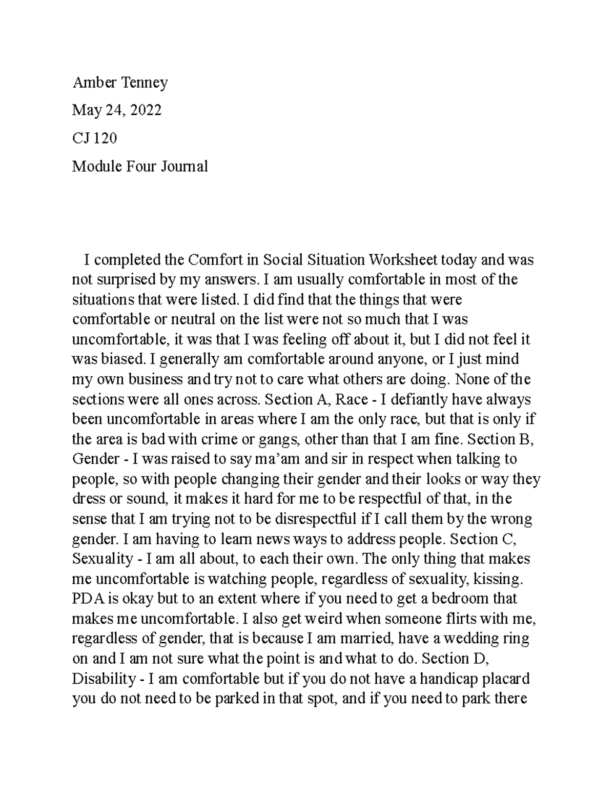 Module Four Journal - Amber Tenney May 24, 2022 CJ 120 Module Four ...