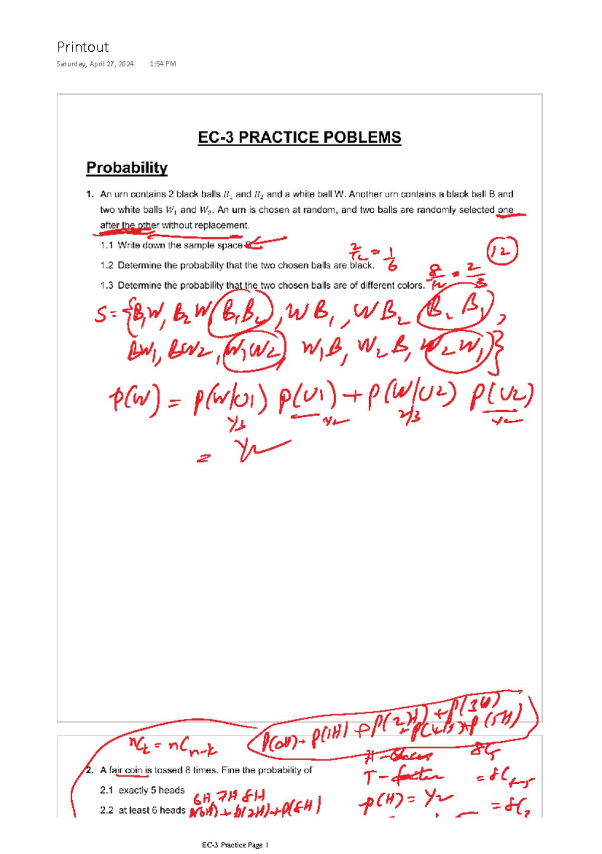 EC-3 Practice - ADVANCED ENGINEERING MATHEMATICS - Printout Saturday, April 27, 2024 1:54 PM ...