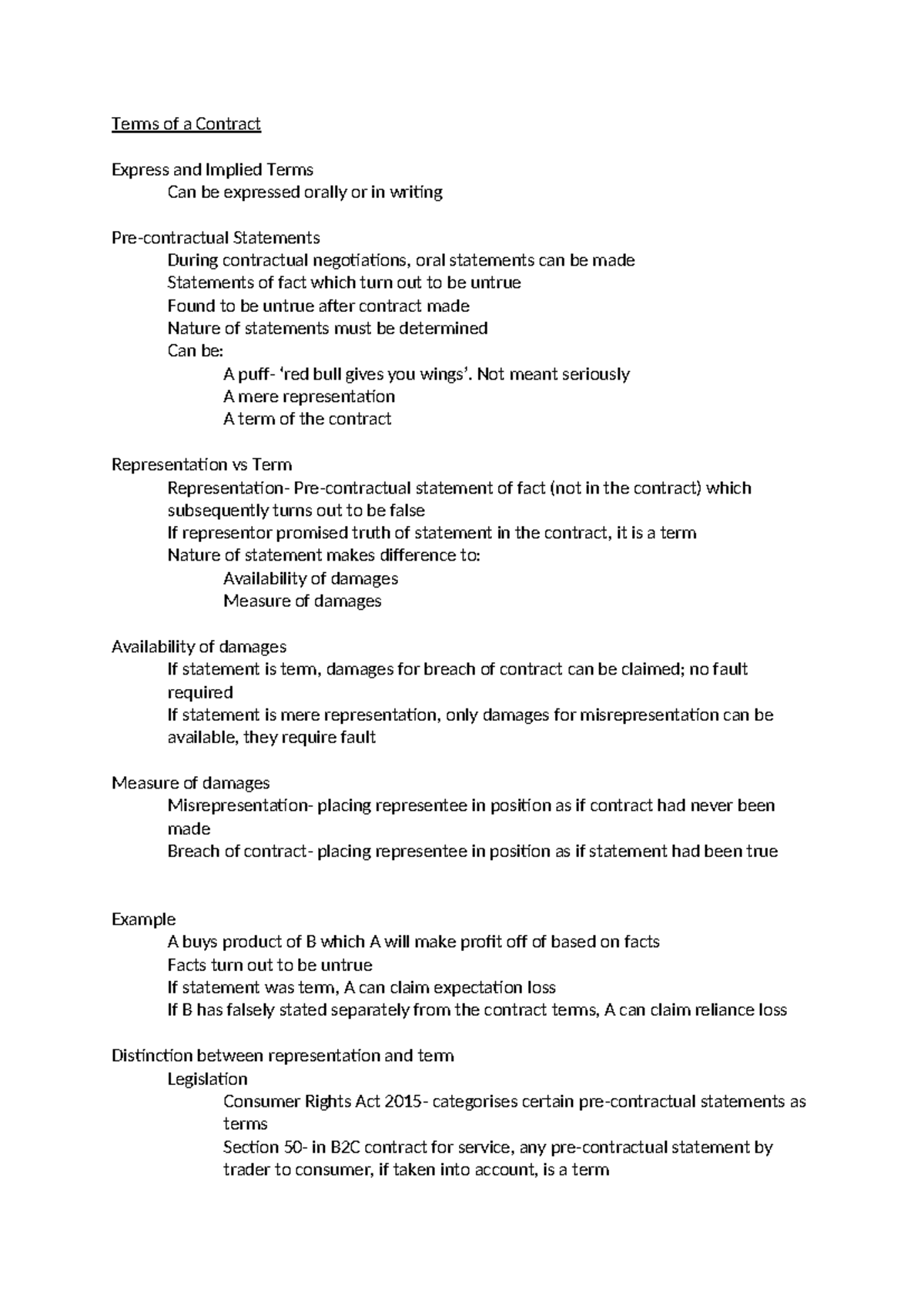 Terms of a Contract - Terms of a Contract Express and Implied Terms Can ...