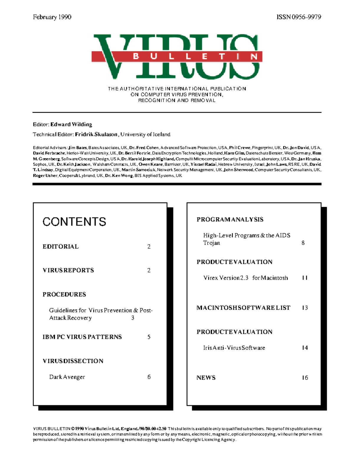 Notes for and shortnotes - ISSN 0956- VIRUS BULLETIN ©1990 Virus ...
