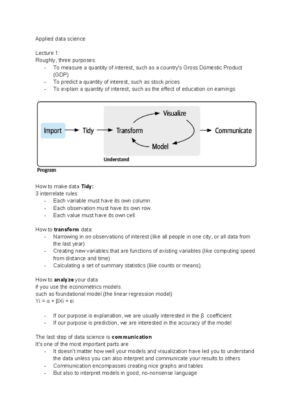 Applied Data Science Lecture1 3 Applied Data Science Lecture 1 Roughly Three Purposes To