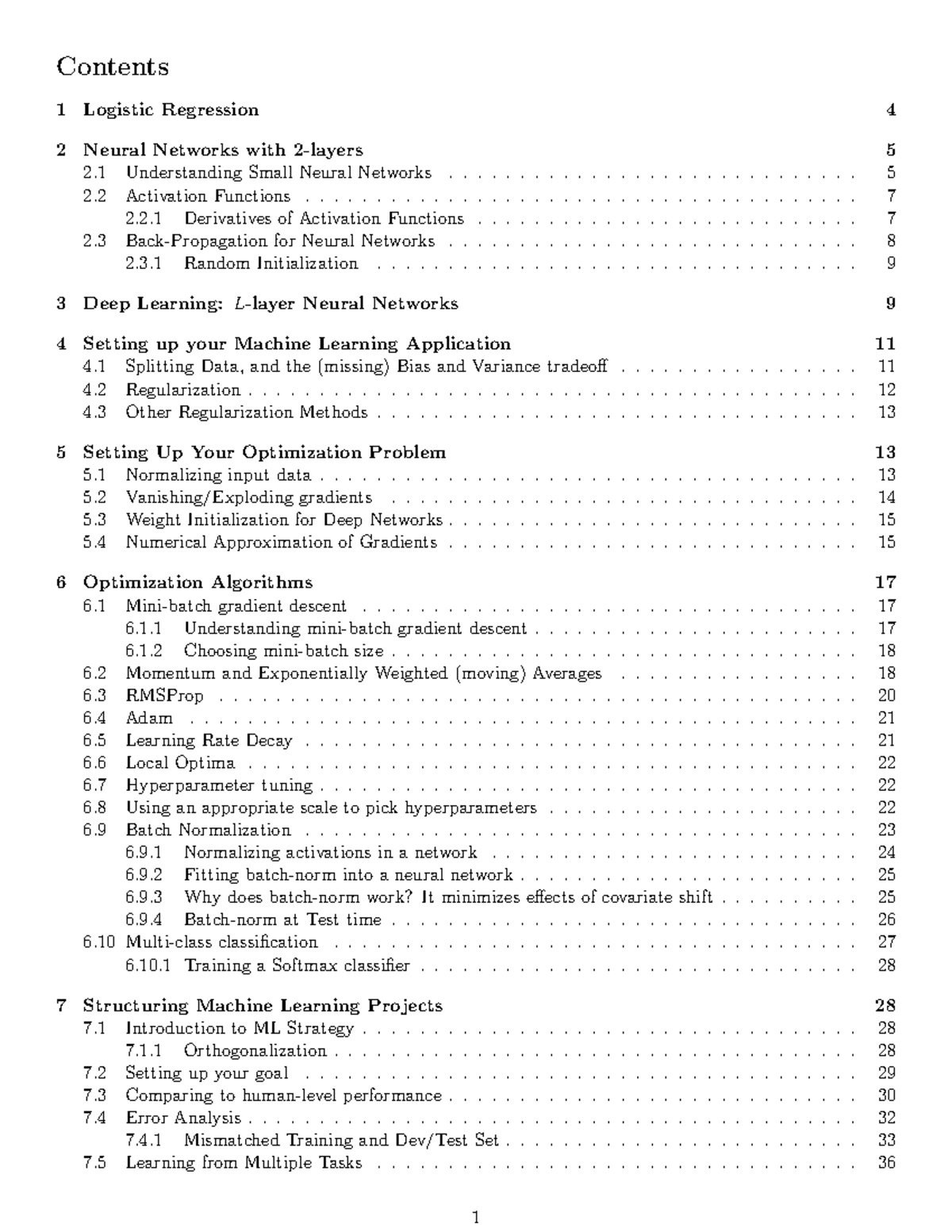 Comprehensive Deep Learning notes - Contents 1 Logistic Regression 2 ...