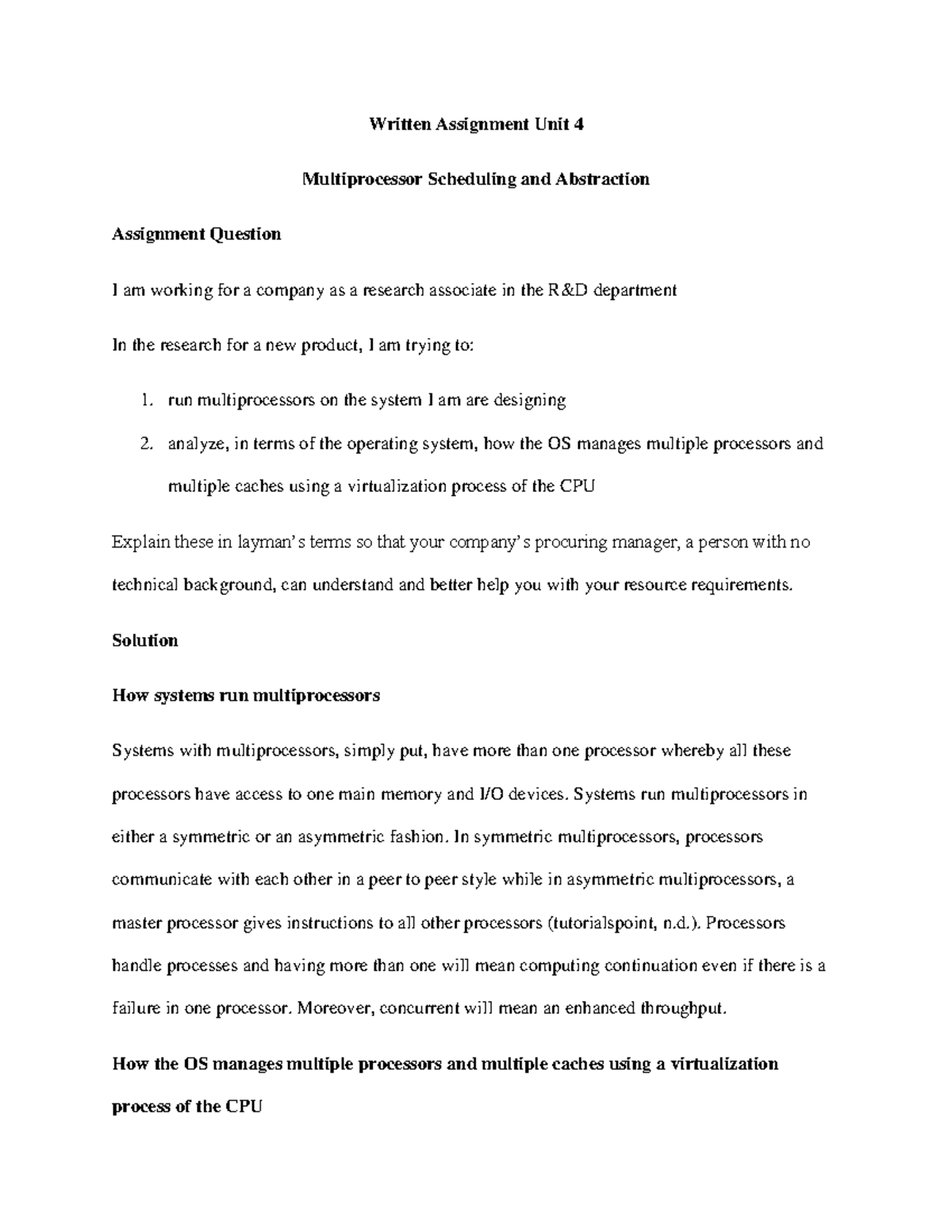 Written Assignment Unit 4 - CS 2301 - UoPeople - Studocu