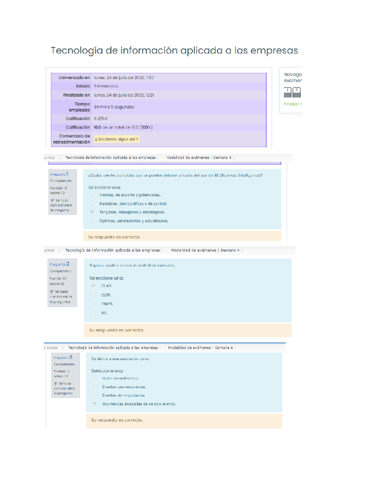 Tecnologia de información aplicada a las empresas examen semana 4 ...