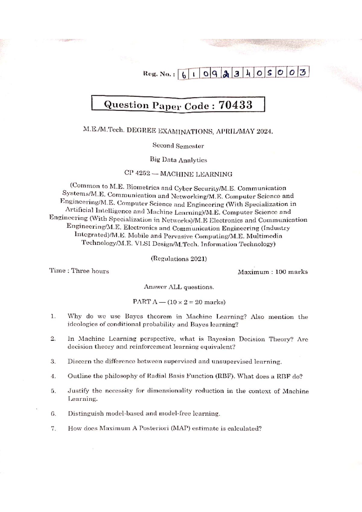 M.E-Machine learning anna university question paper april /may-2024 ...
