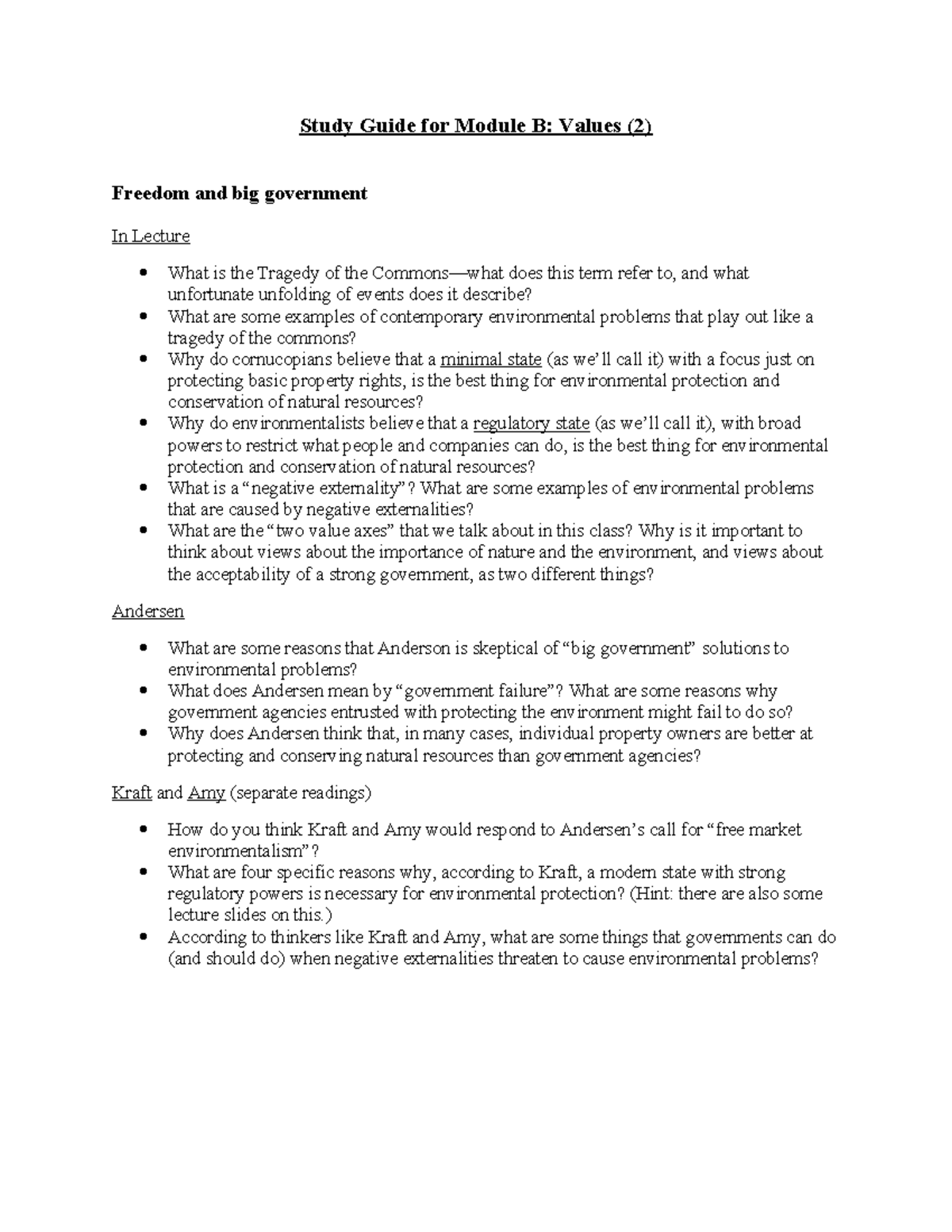 Study Guide for B-2, Freedom and big government - Study Guide for ...