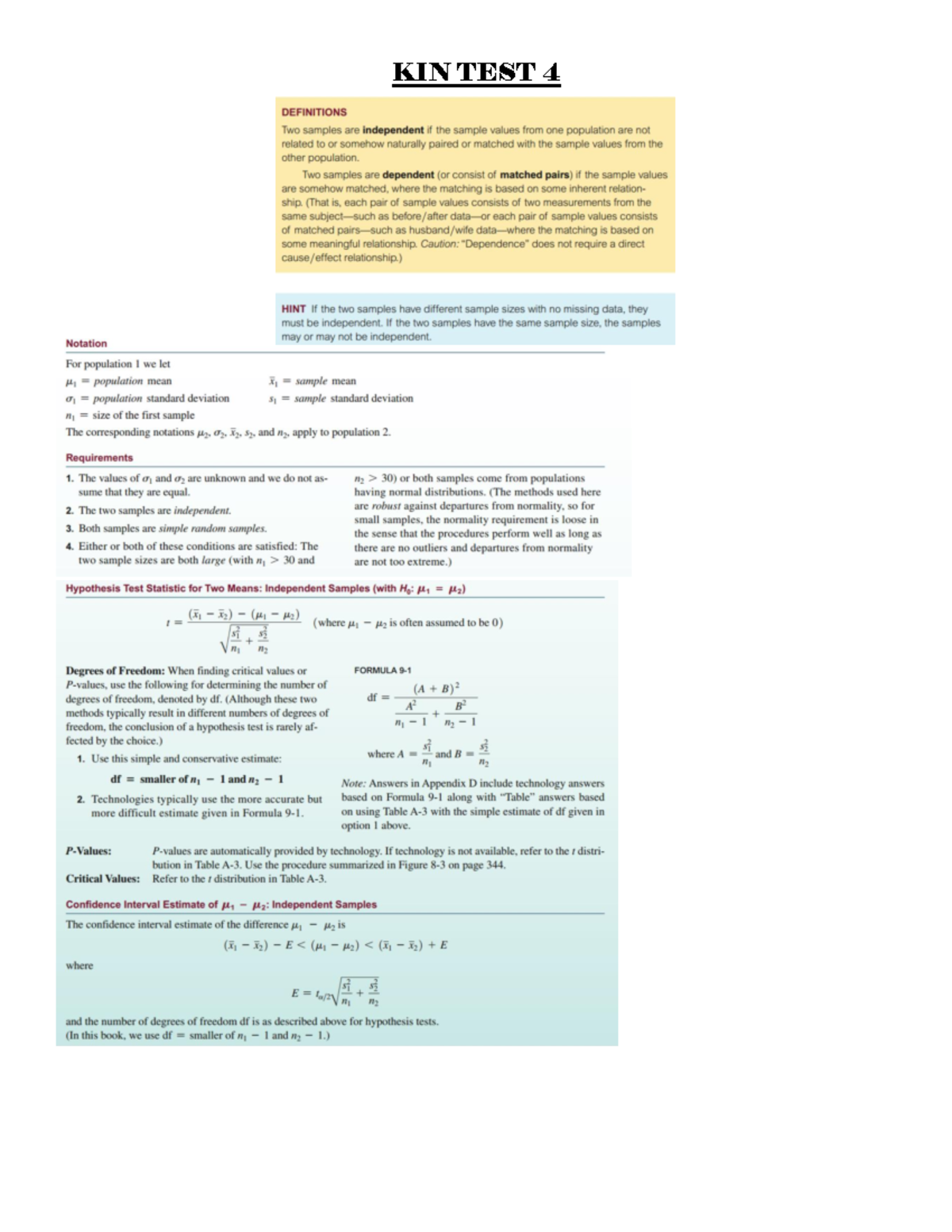 KIN TEST 4 - Test 4 summary - Kin 224 - UNLV - Studocu