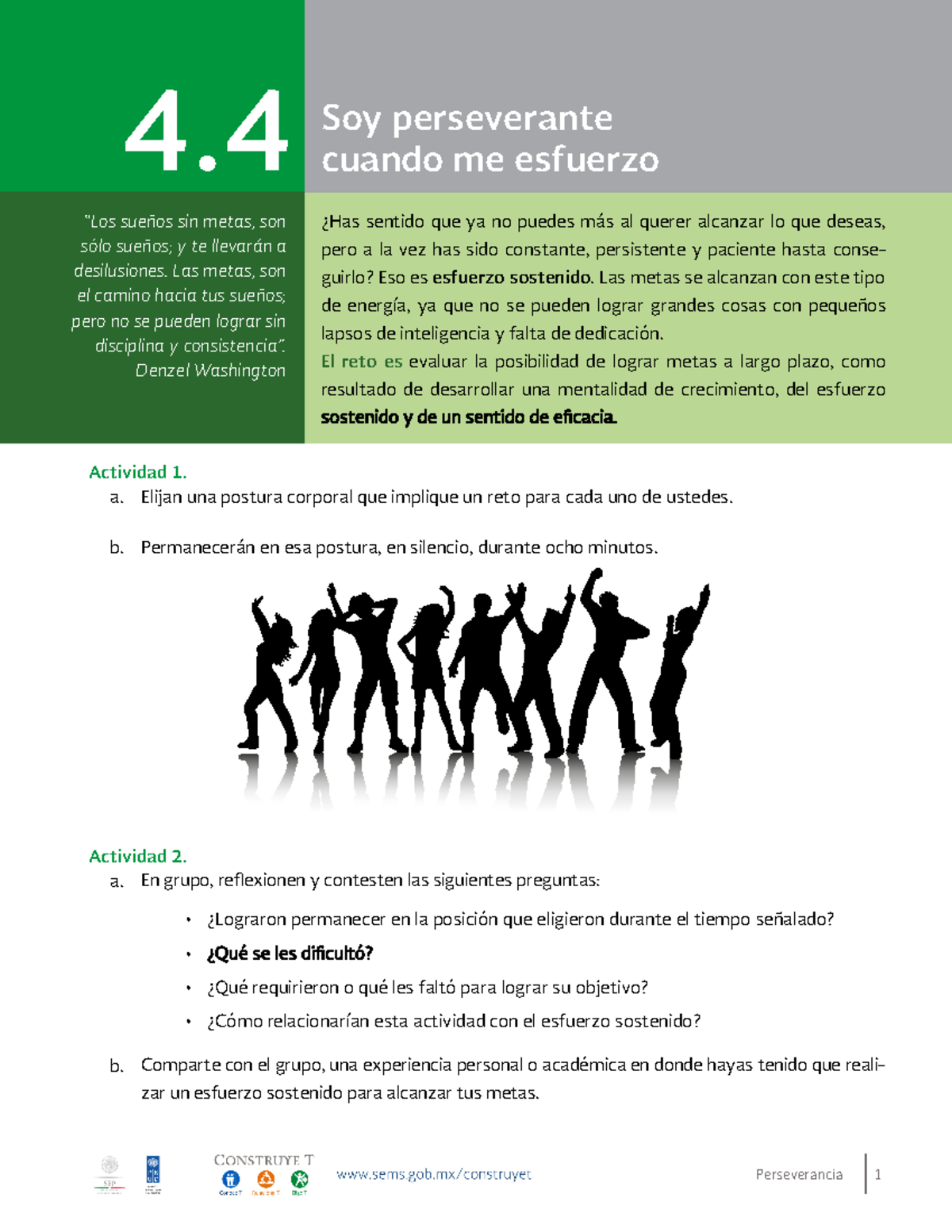 4 - listo - Perseverancia 1 Soy perseverante 4 cuando me esfuerzo “Los ...