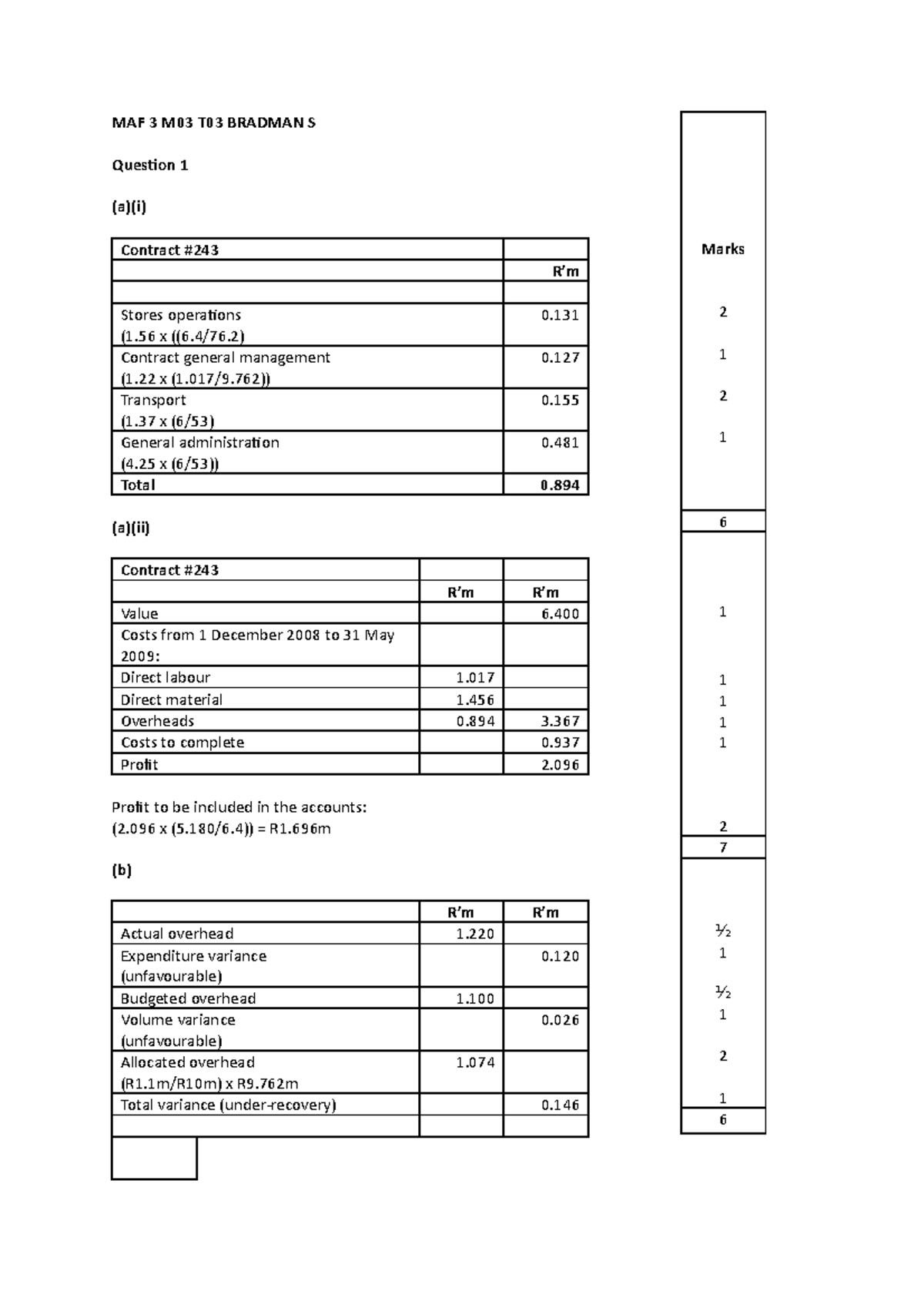MAF 3 M03 T03 Bradman S - MAF 3 M03 T03 BRADMAN S Question 1 (a)(i ...