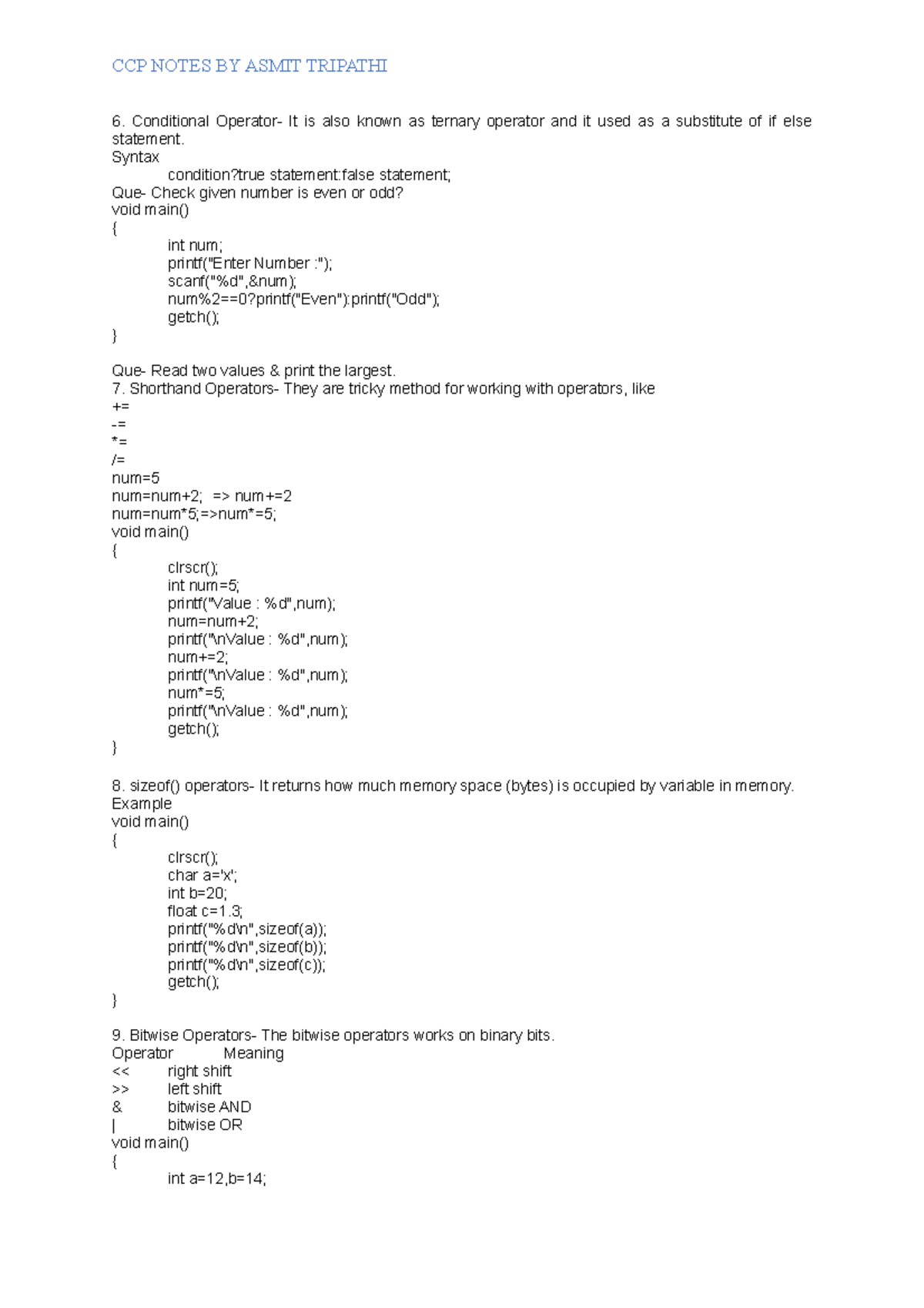 C3 - Practice man gets perfect - Conditional Operator- It is also known ...