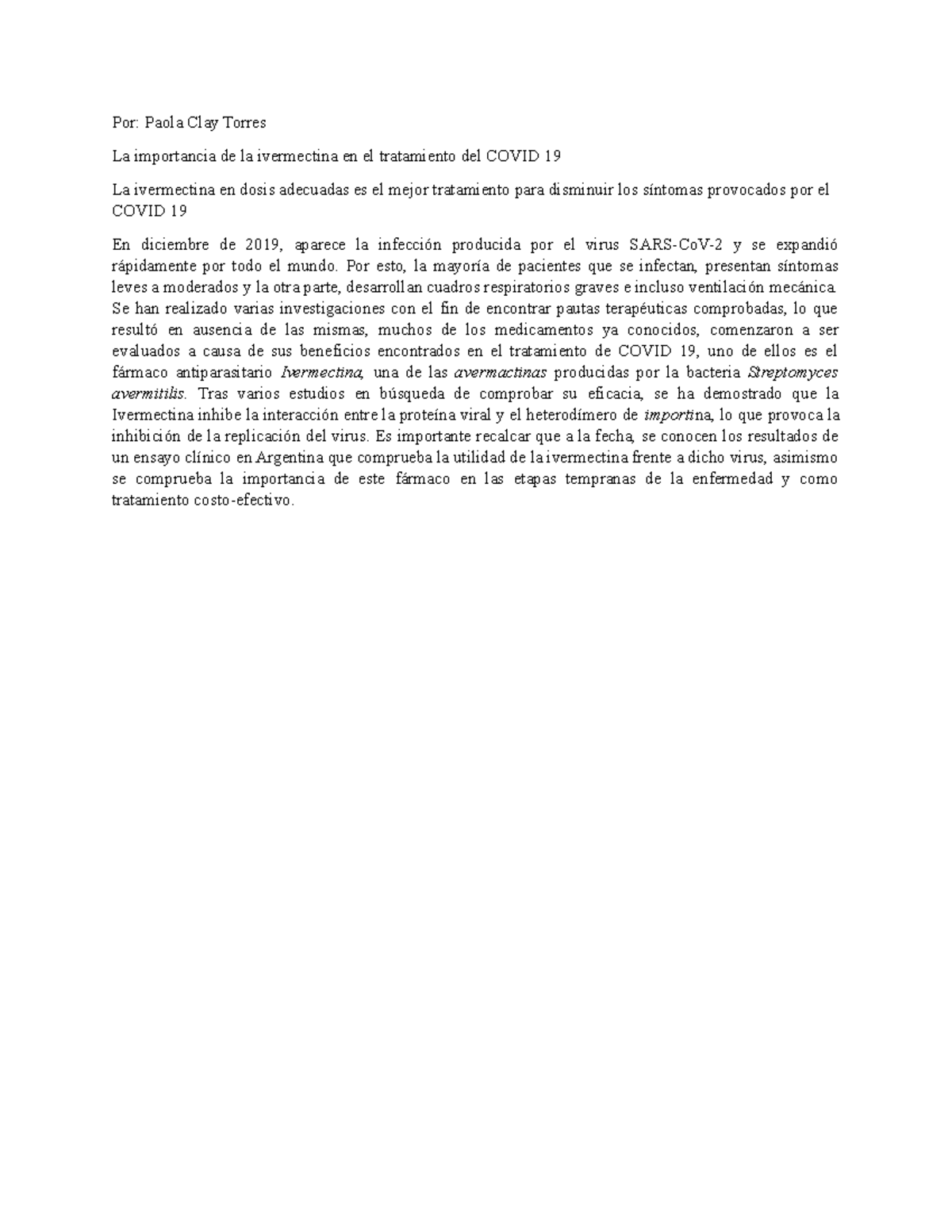 Parrafo COE - JKFIGRNZLMSÑ - Por: Paola Clay Torres La importancia de ...