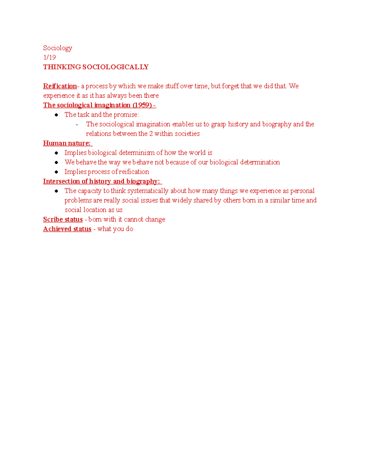 Sociology - chapter 1 - professor Jonas hart - Sociology 1/ THINKING ...