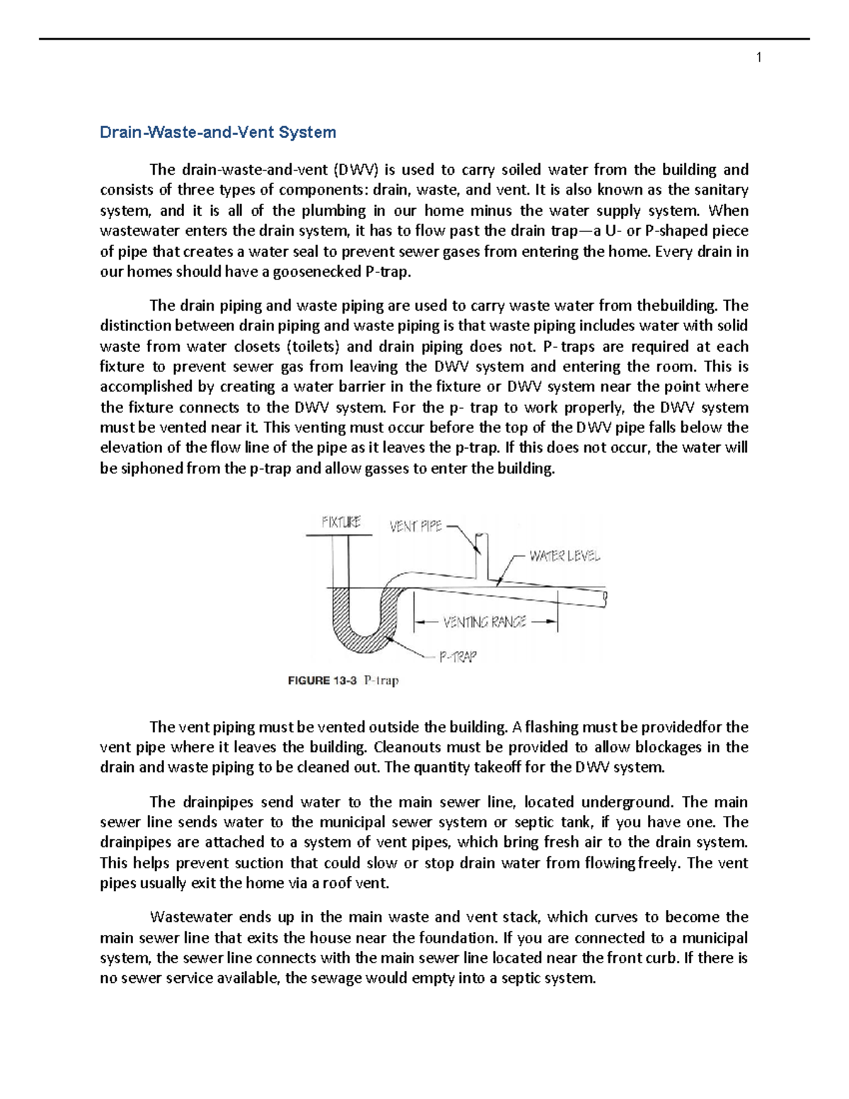 Drain Waste and Vent System - Drain-Waste-and-Vent System The drain ...
