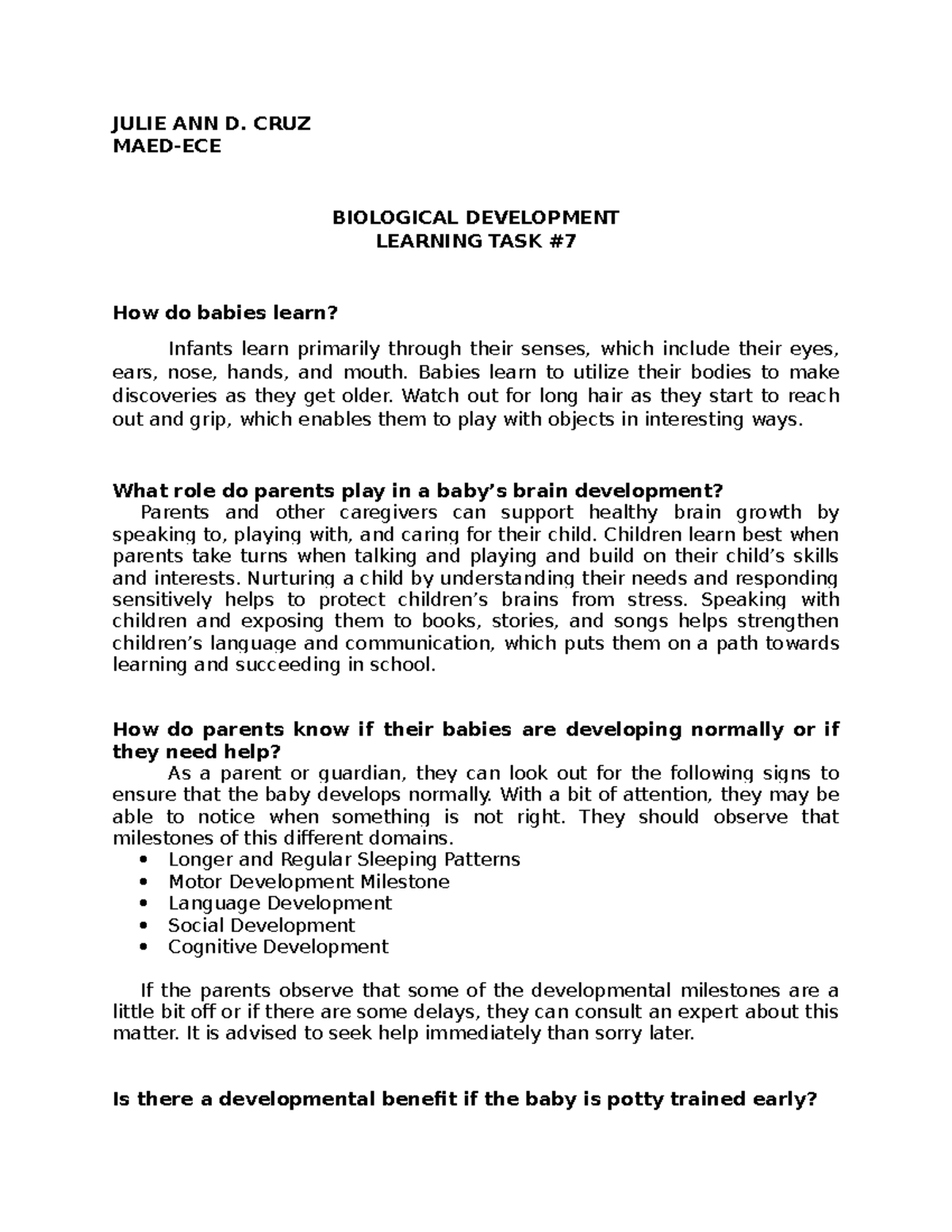 BIO- Learning TASK-7- CRUZ- Julie ANN - JULIE ANN D. CRUZ MAED-ECE ...