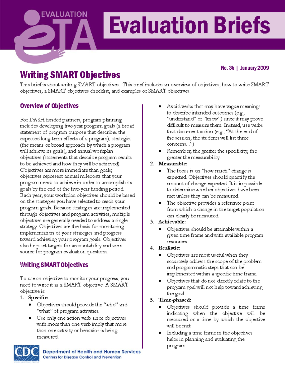 Smart Outcomes - this is a test - Evaluation Briefs Writing SMART ...