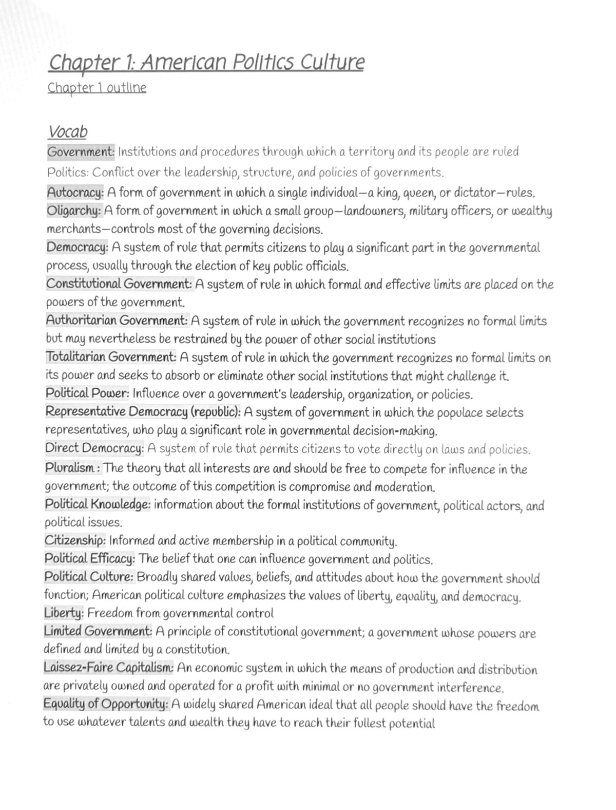 American Politics- Ch1-2 - Chapter 1: American Politics Culture Chapter ...