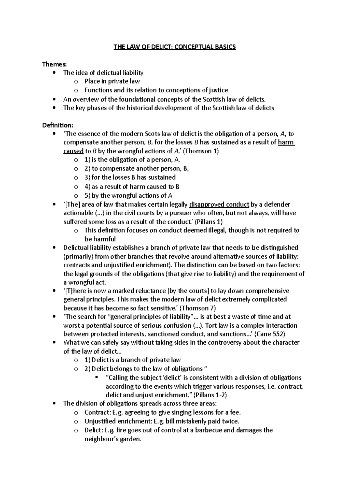 Notes - The law of Delict - Conceptual Basis - THE LAW OF DELICT ...