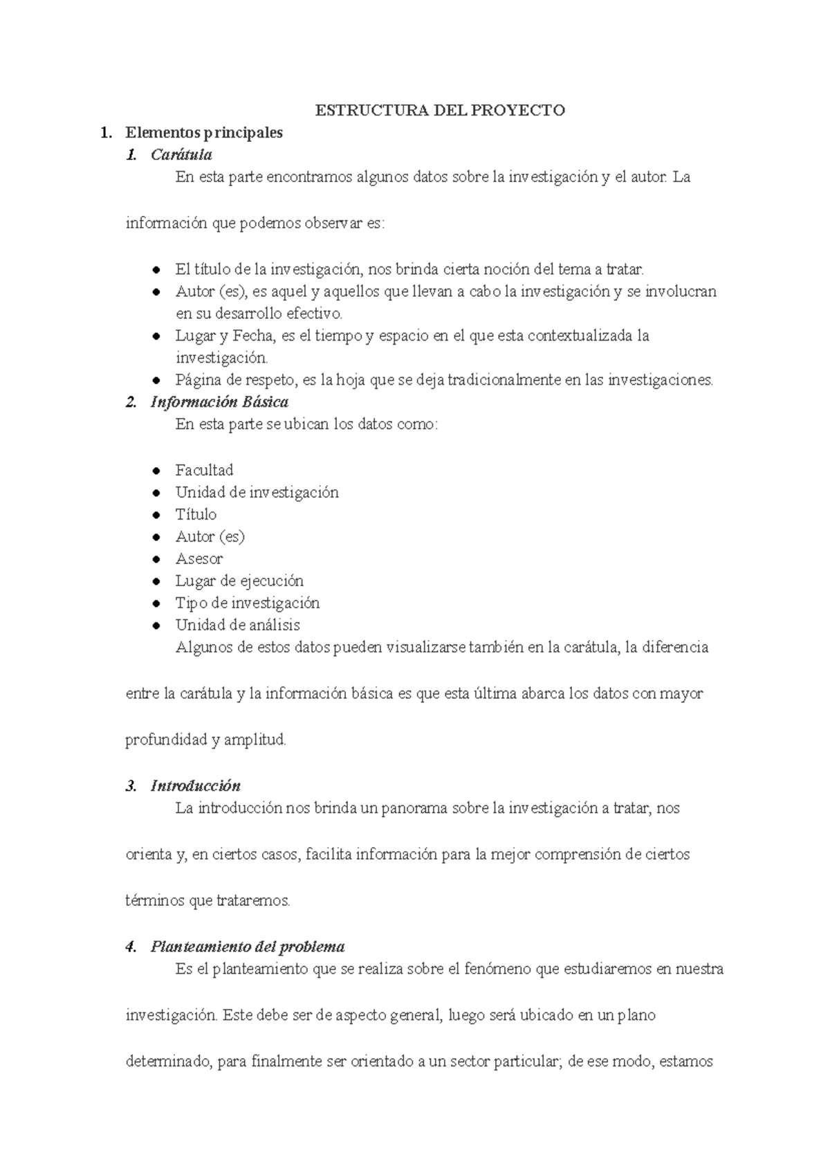 Estructura del proyecto - 1. Elementos principales ESTRUCTURA DEL ...