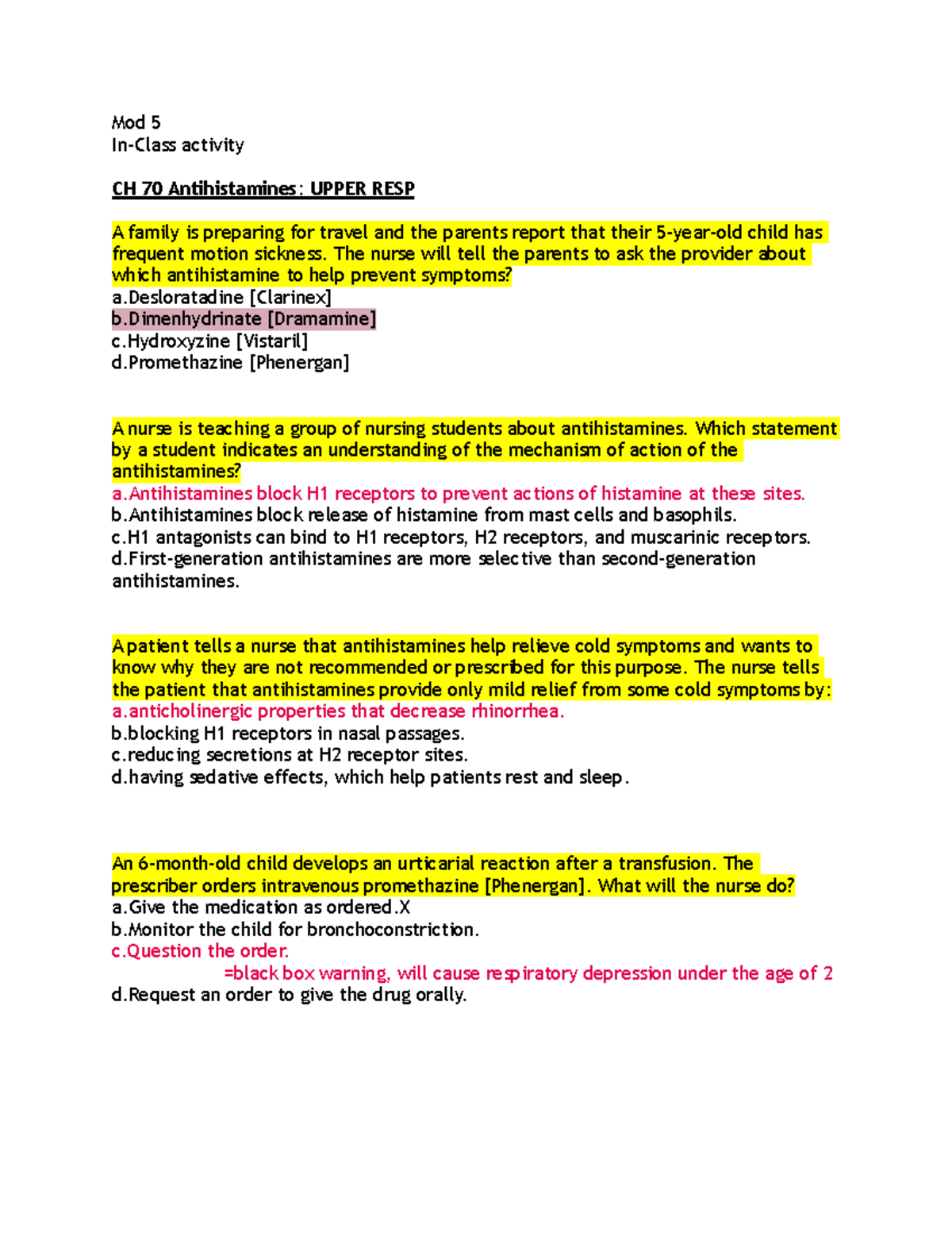 EXAM 3: Mod 5 In-class Activity SV - Mod 5 In-Class activity CH 70 ...