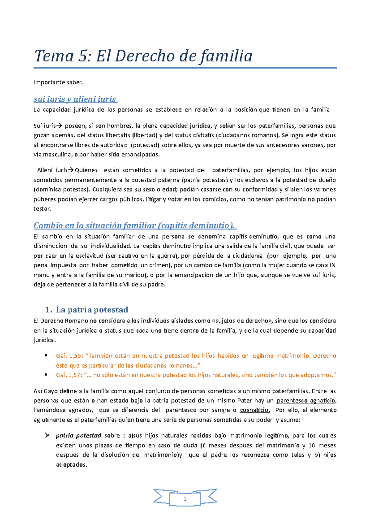 Temas 5 a 11 Derecho Romano - Tema 5: El Derecho de familia Importante ...