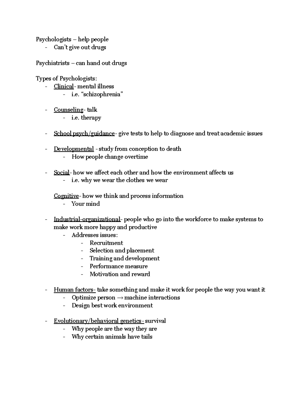 Psych 101 - Intro the Field of Psych - Psychologists – help people ...