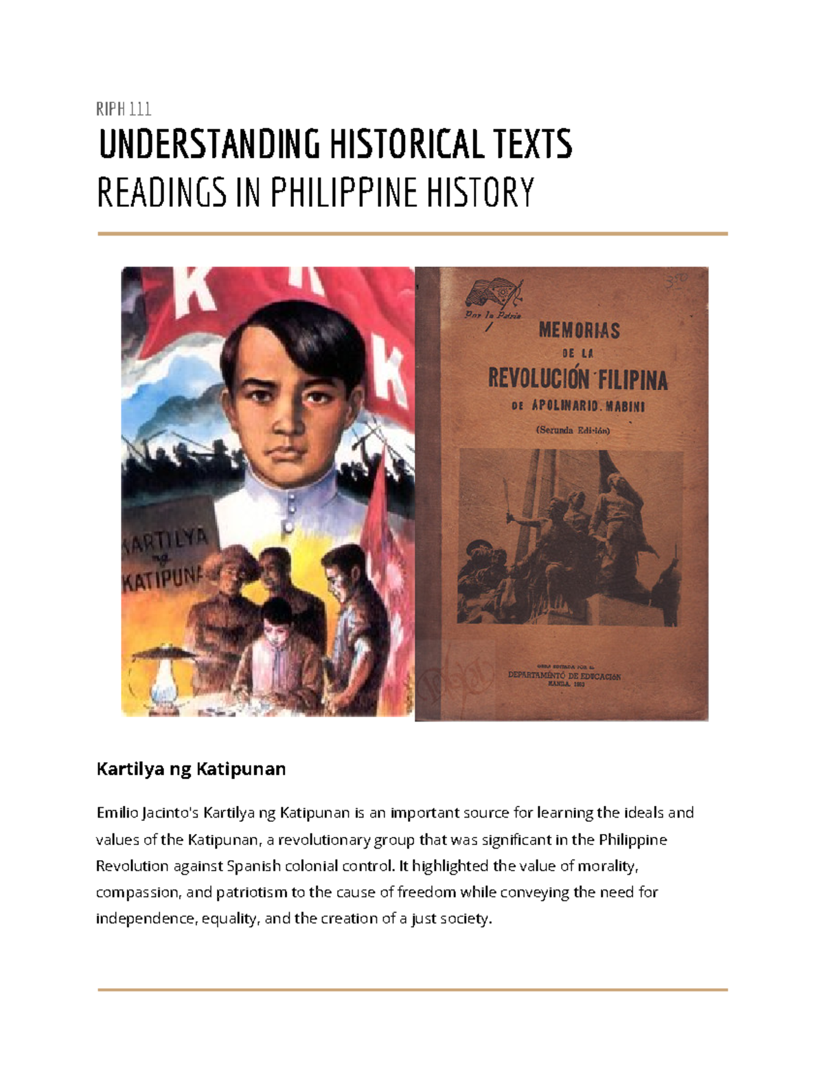 RIPH111 Understanding Historical Texts - RIPH 111 UNDERSTANDING ...