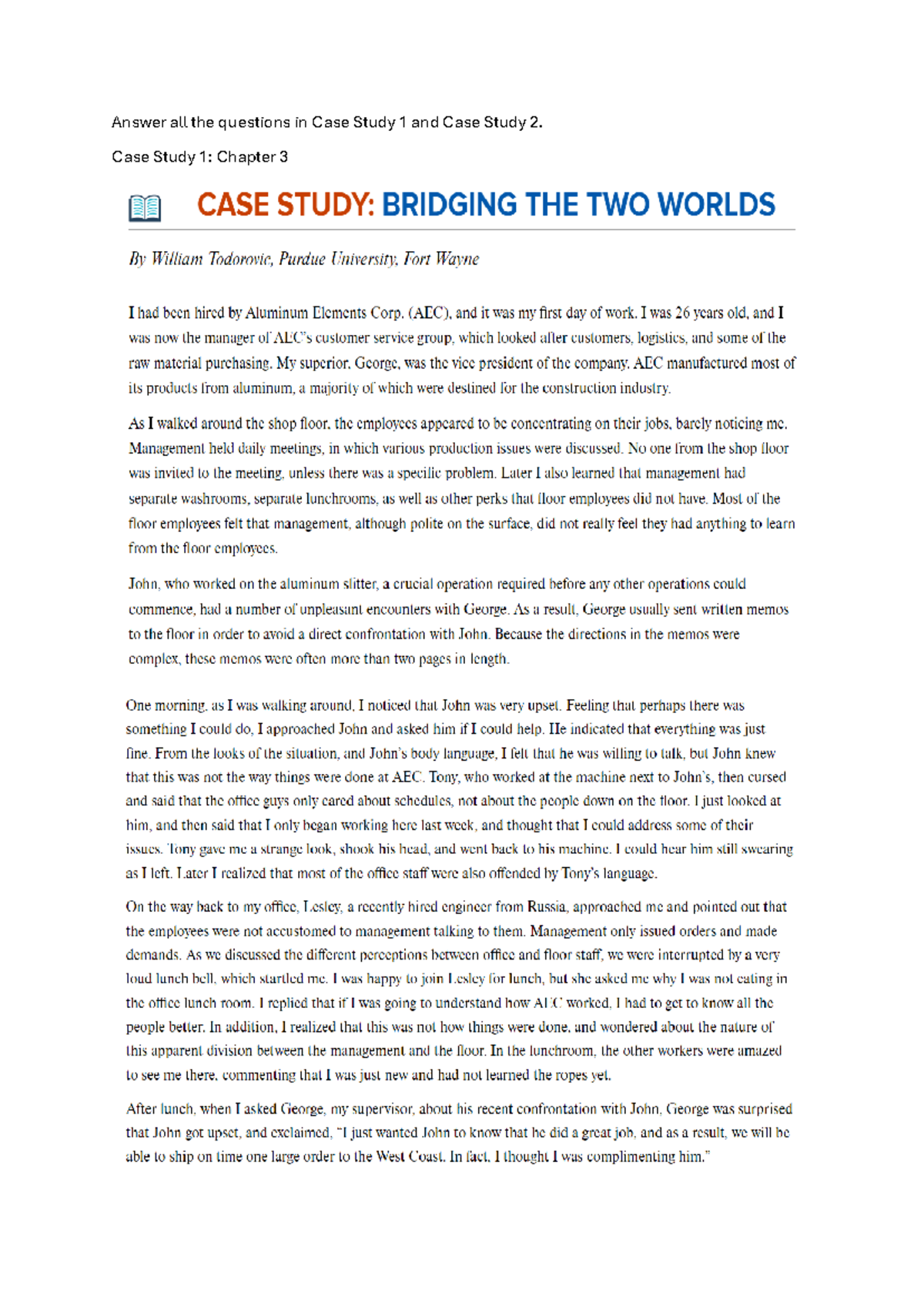Individual Assignment 1 Case Studies - Fundamentals of Management ...