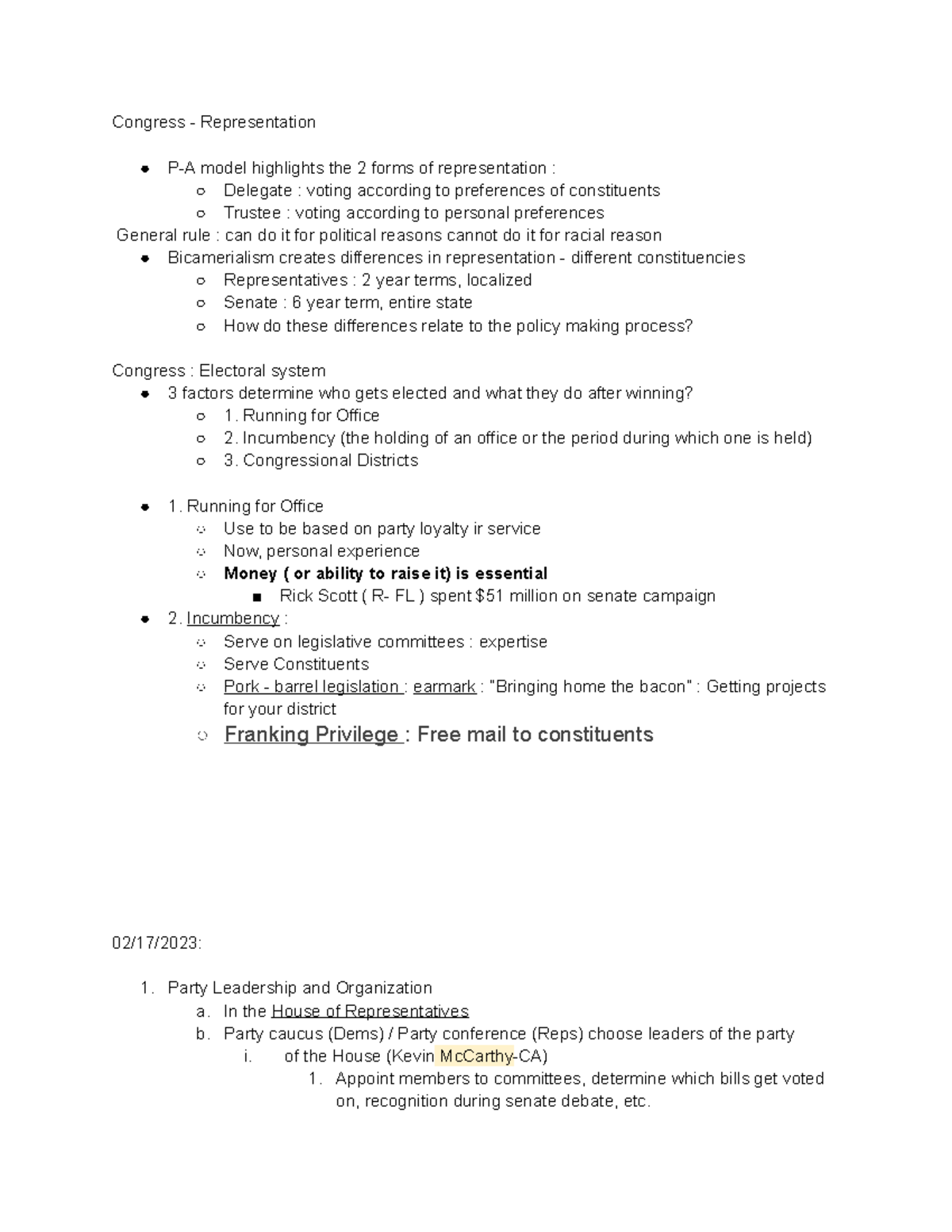 American Government - Chris Tecklenburg - Congress - Representation P-A ...