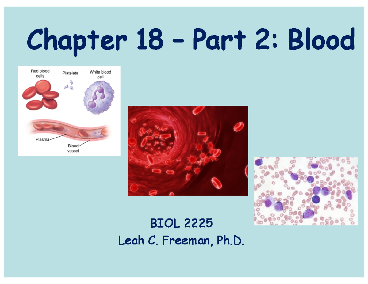 Circulatory System - Part 2 (Ch 18-2) - Chapter 18 – Part 2 : Blood ...