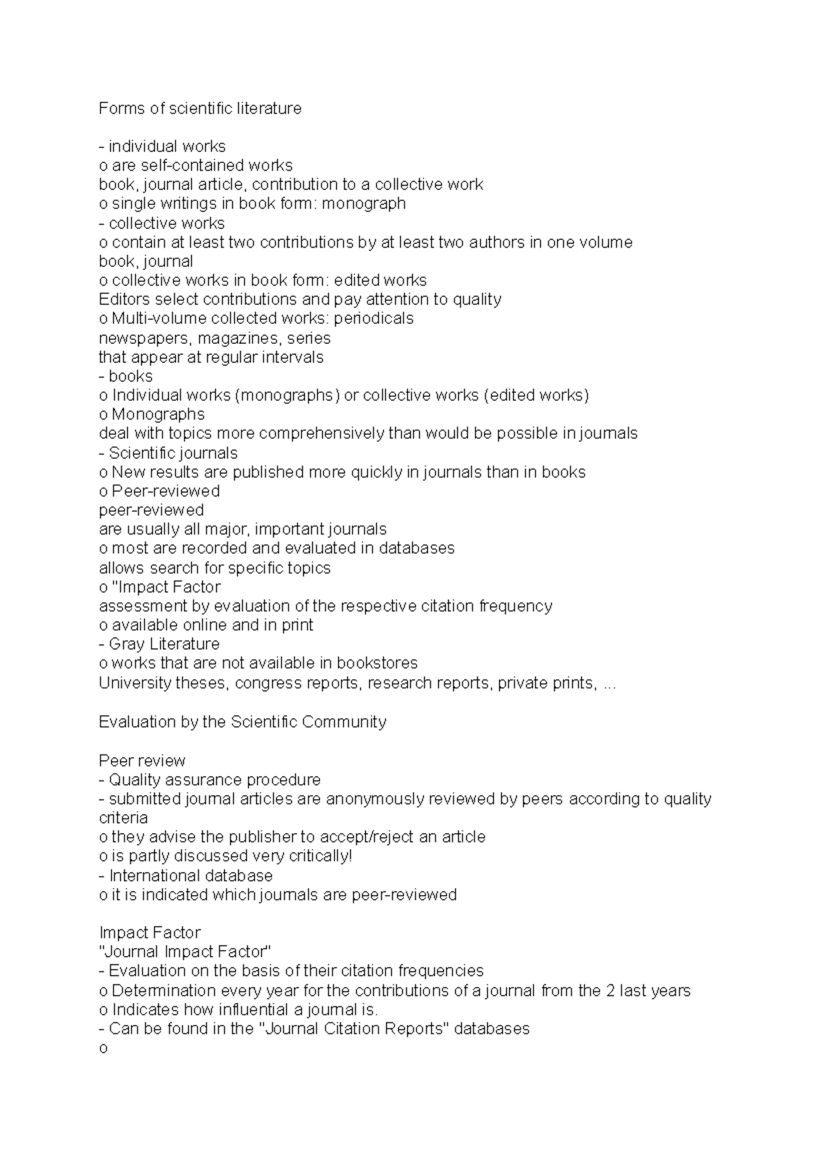 Forms of scientific literature - Forms of scientific literature ...
