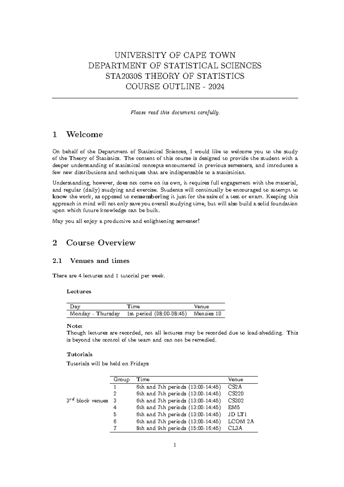STA2030S 2024 course outline - UNIVERSITY OF CAPE TOWN DEPARTMENT OF ...