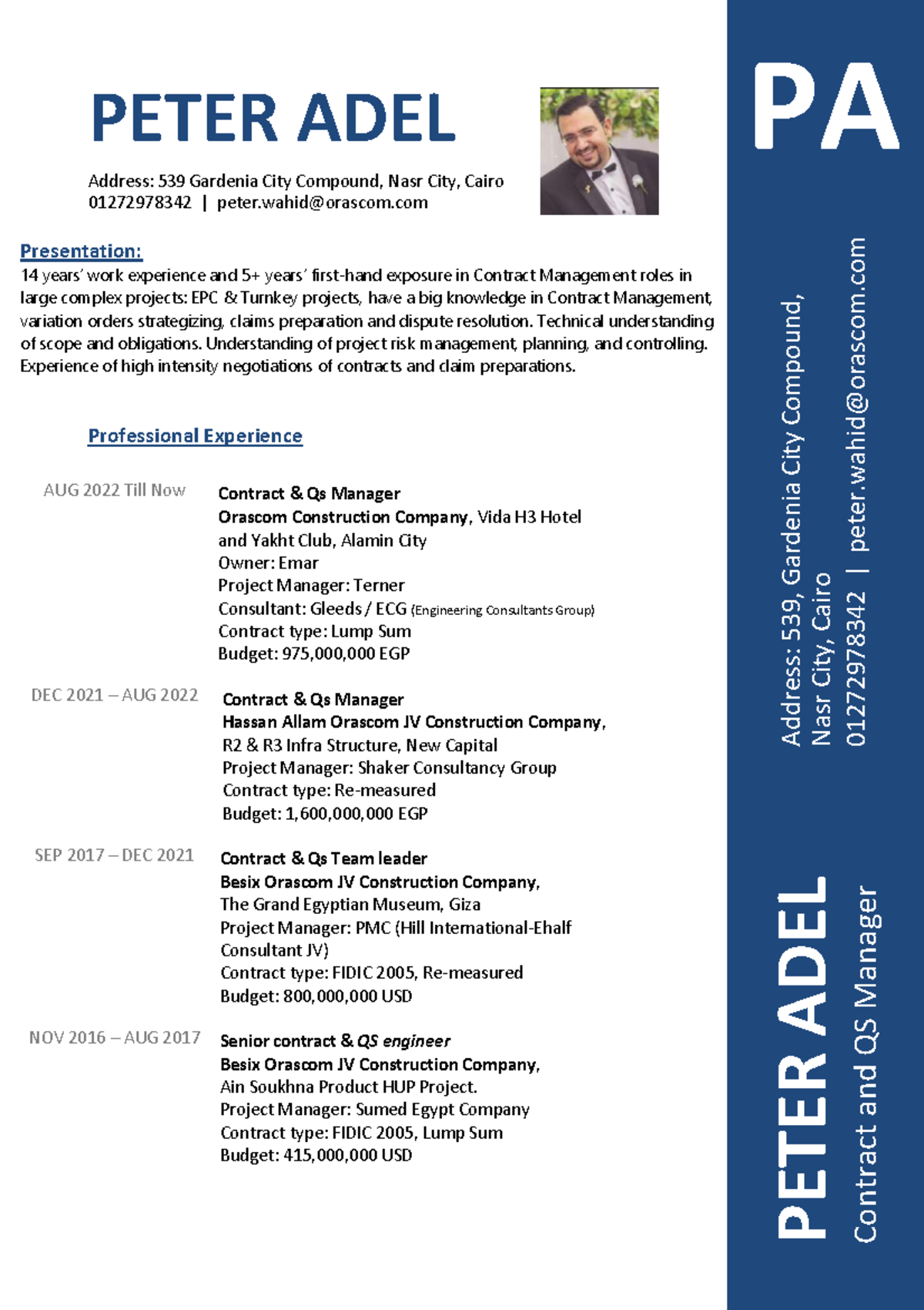 Eng. Peter Adel CV - good - ####### Address ####### 78, ####### Group ...