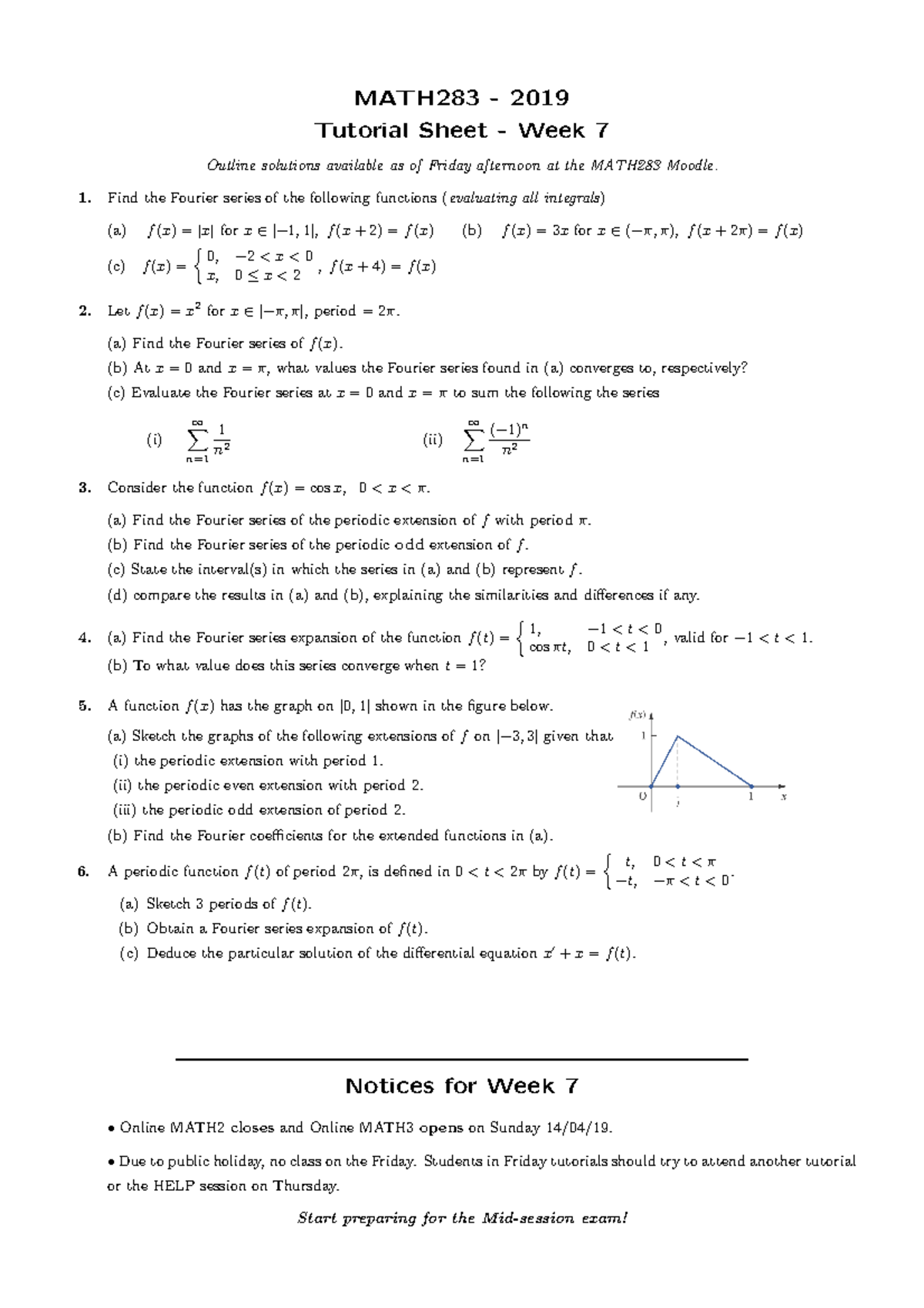 M283 TS07 - Tutorial Questions - MATH283 - 2019 Tutorial Sheet - Week 7 ...