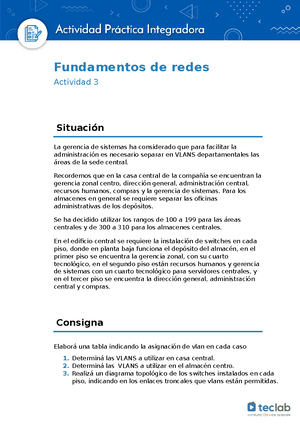 Actividad 4 - api 4 - Fundamentos de redes Actividad 4 Situación ...
