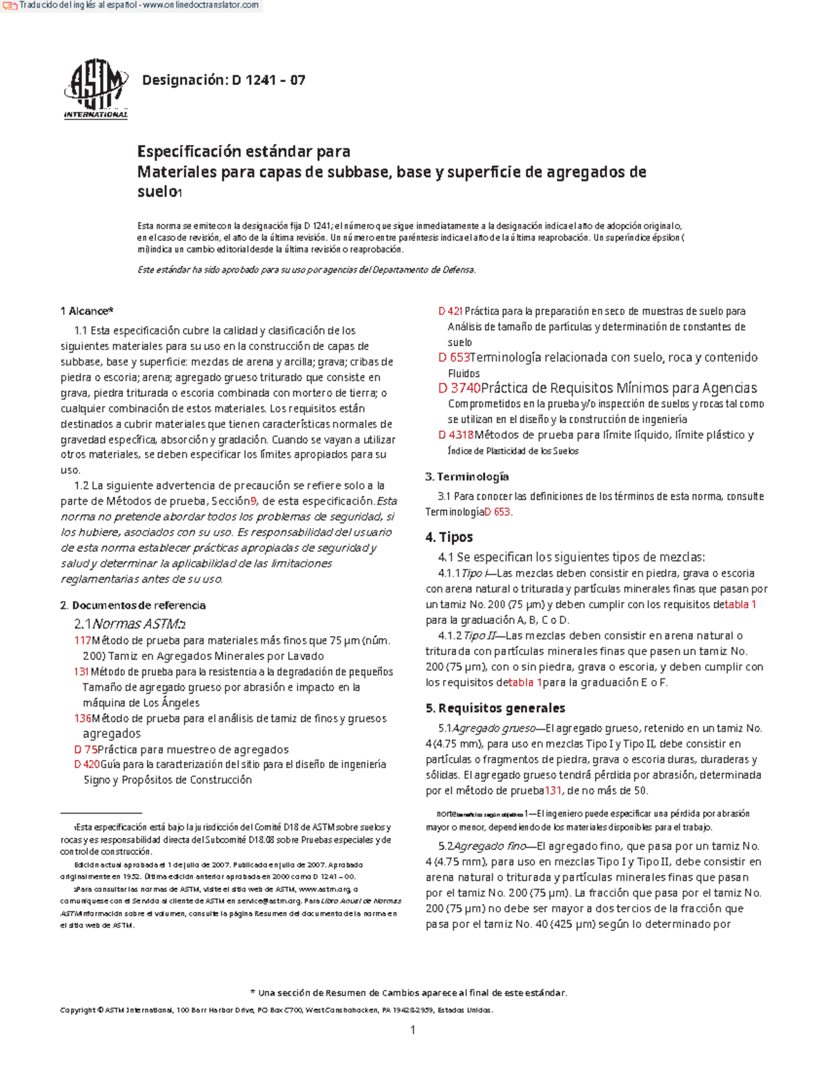 ASTM-D1241 - Ingles - Traducido - BASE SUB BASE Curvas - Designación: D ...