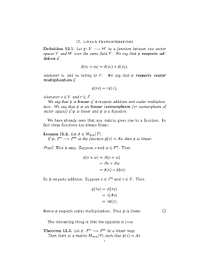 Linear transformation and matrices - In linear algebra this means ...