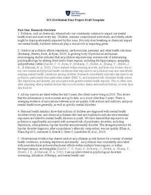 SCI 214 Module Four Project - SCI 214 Module Four Project Part One: Research Overview 1. Provide ...