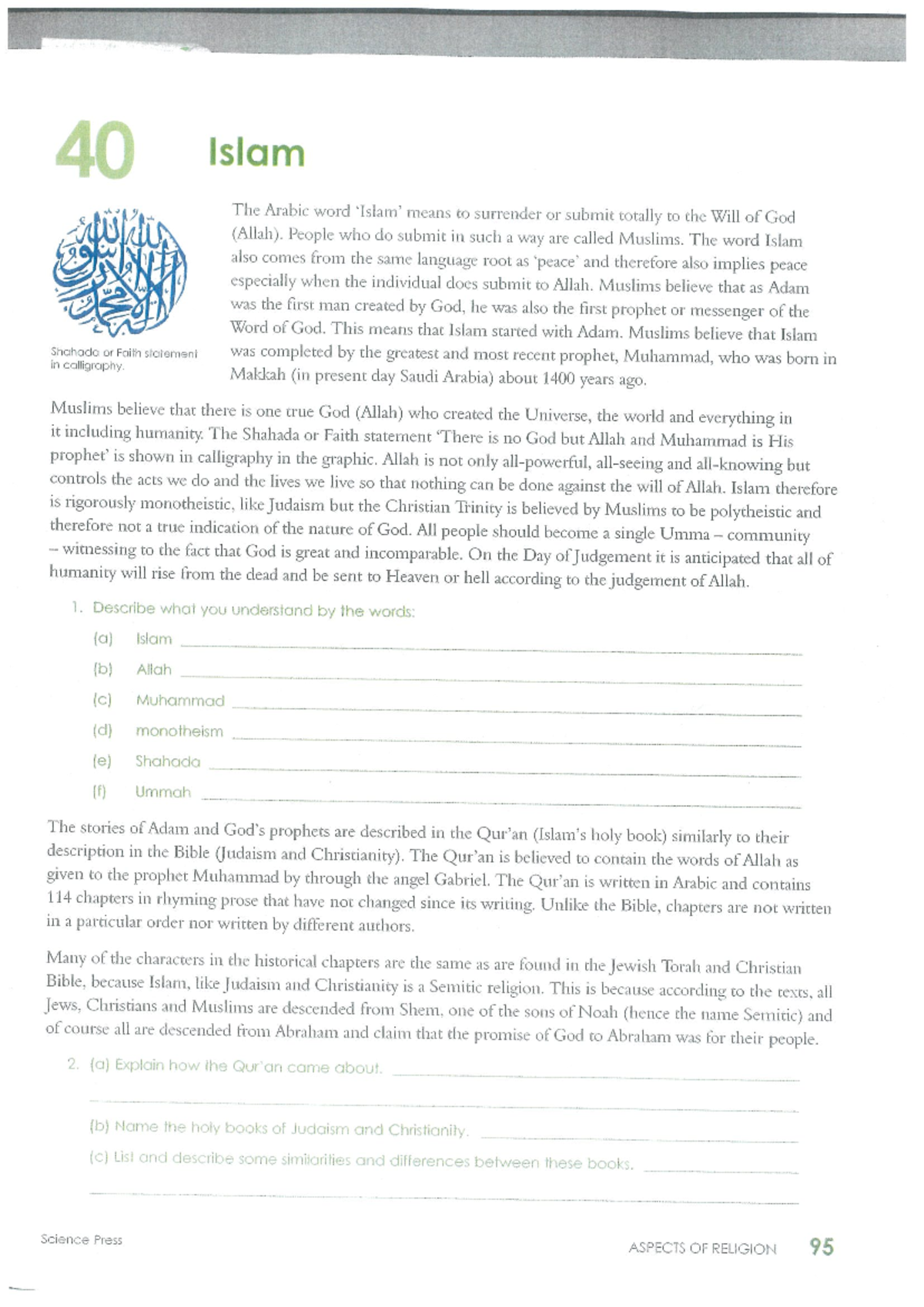 islam studies of religion - Studocu