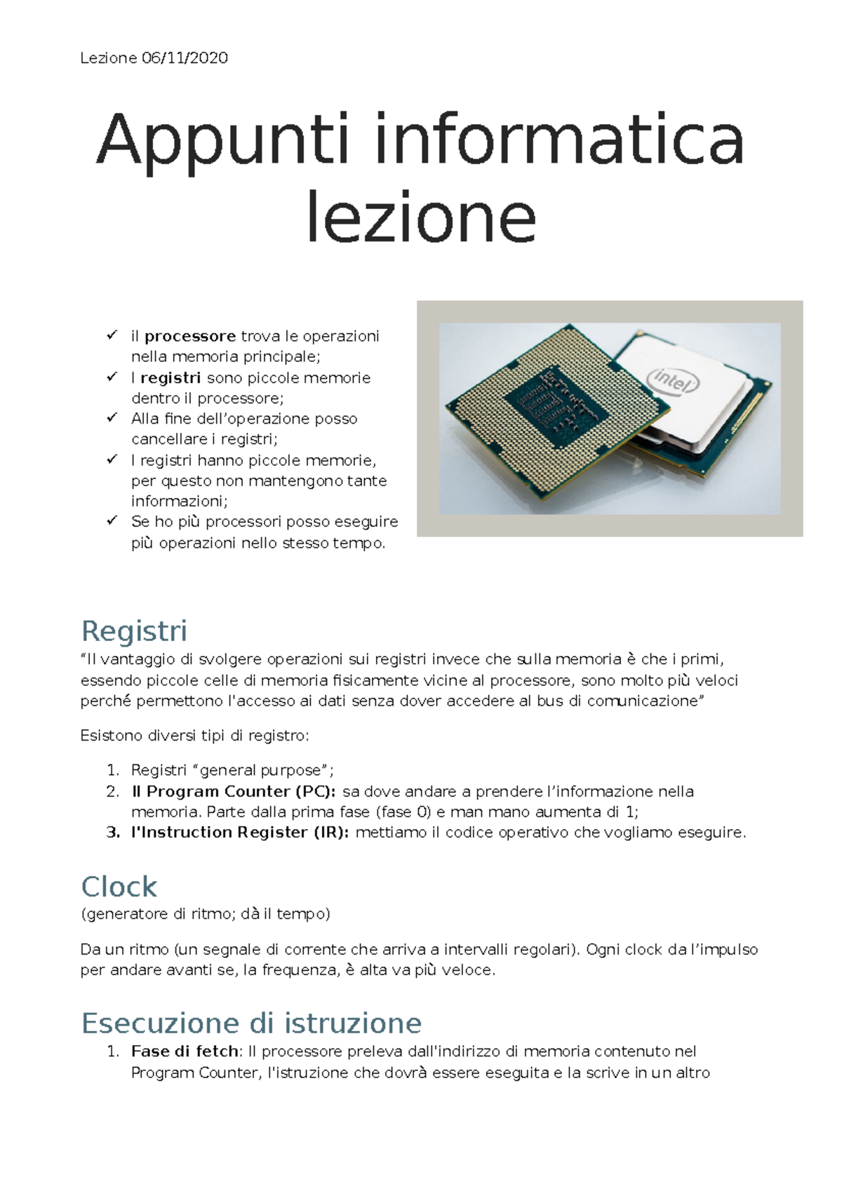 Appunti lezione novembre 2020 torino - Informatica - Uniecampus - Studocu